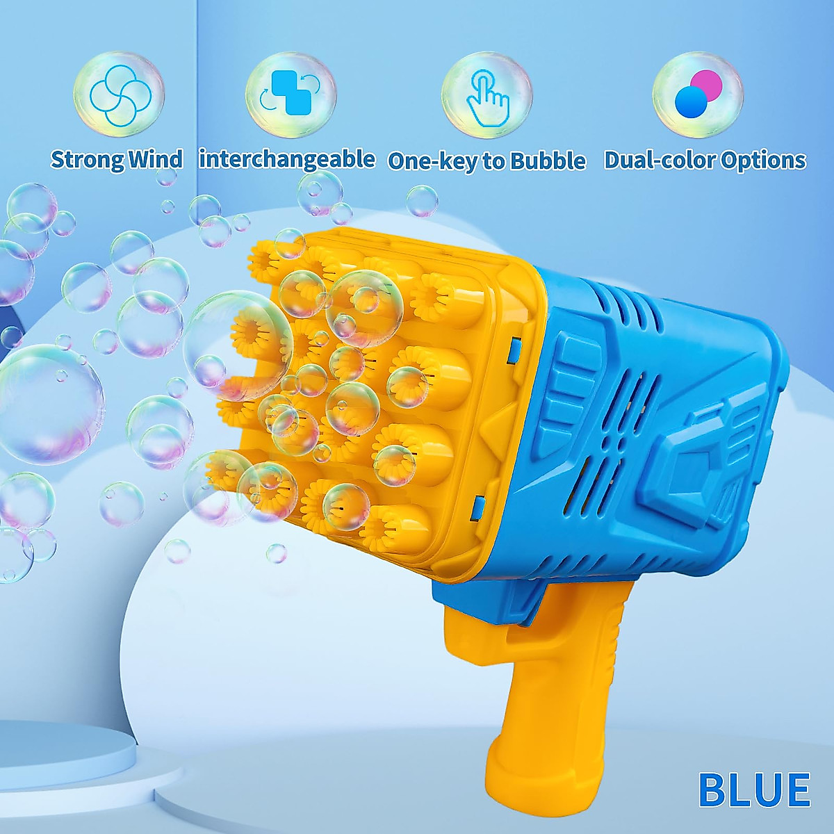 Bazooka Bubble Gun Toys for Ages 2-4 Toddlers|Mini Bubble Machine Gun Blaster Toys for Ages 5-7 Kids|Birthday Gifts for 6 8 9 3 Year Old Boys and Girls (Blue)