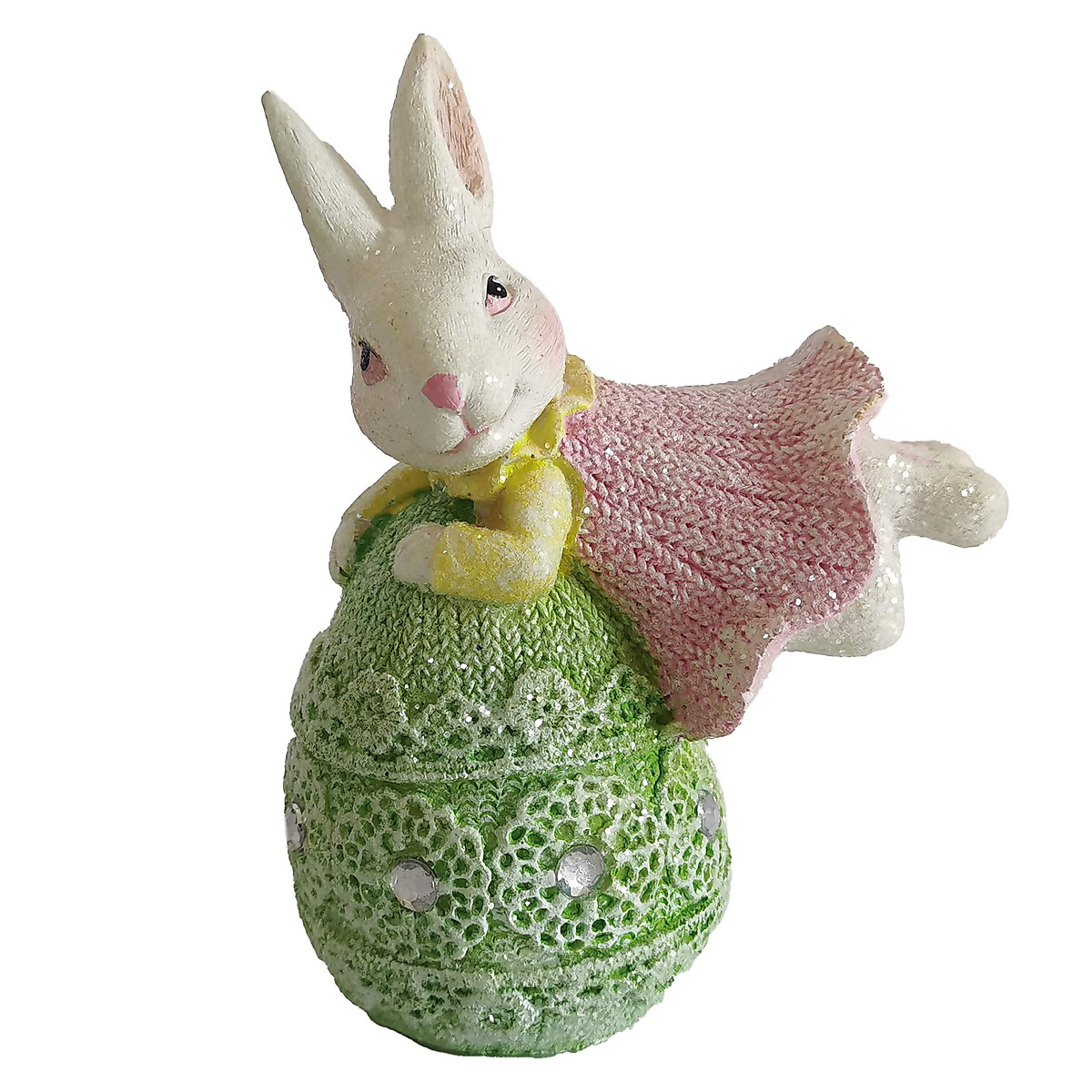 LEFOUND Easter Accessories Easter Rabbit Figurine Spring Decor for Home,Polyresin,Pink
