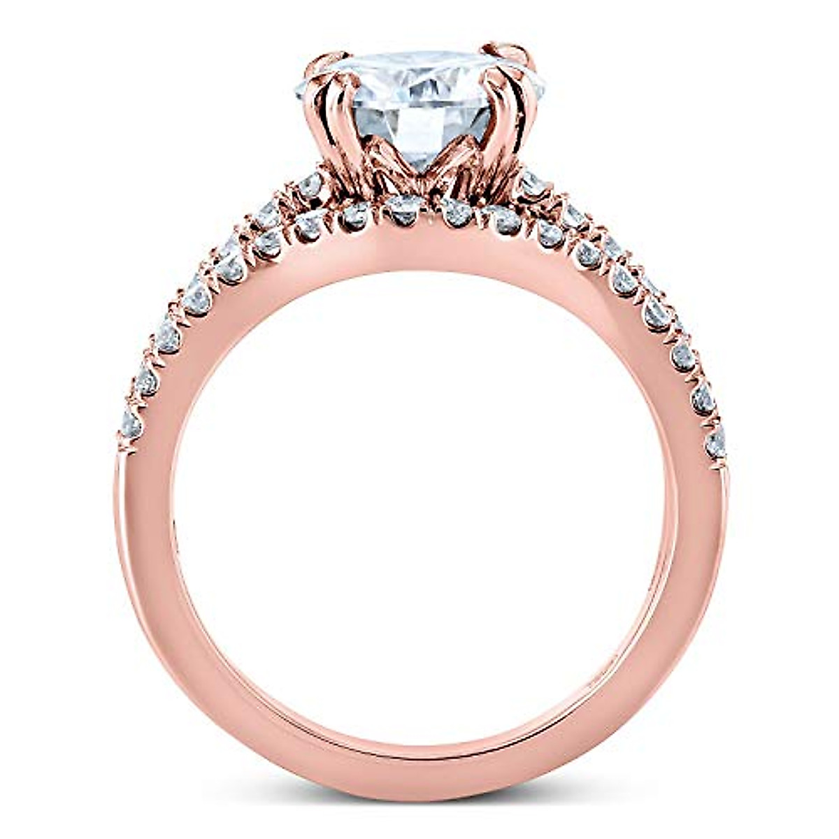 Kobelli Forever One Moissanite and Lab Grown Diamond 3pc Bridal Rings Set 2 1/2 CTW 14k Rose Gold (DEF/VS), 4.5