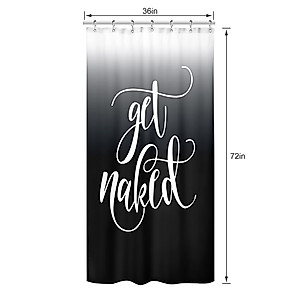 Riyidecor Small Stall Shower Curtain Ombre Get Naked 36Wx72H Inch Black White Texture Single Cool Abstract Funny Fashion Modern Unique Urban Trendy Polyester Waterproof Home Bathroom Decor Fabric