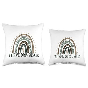 Christian Easter He Is Risen Design Retro Rainbow in Every Minute There was Jesus Christian Gift Throw Pillow, 16x16, Multicolor