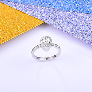 925 Sterling Silver Teardrop Urn Rings Hold Loved Ones Ashes, CZ Cremation Memorial Ring Keepsake Jewelry for Women(White, 7)