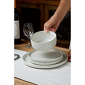 Famiware Plates and Bowls Set, 12 Pieces Dinnerware Sets, Dishes Set for 4, White
