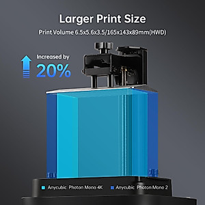 ANYCUBIC Resin 3D Printer, Photon Mono 2 3D Printer with 6.6" Monochrome LCD Screen Fast Printing, Upgraded LighTurbo Matrix, 6.49'' x 5.62'' x 3.5'' (HWD) 3D Printing Size