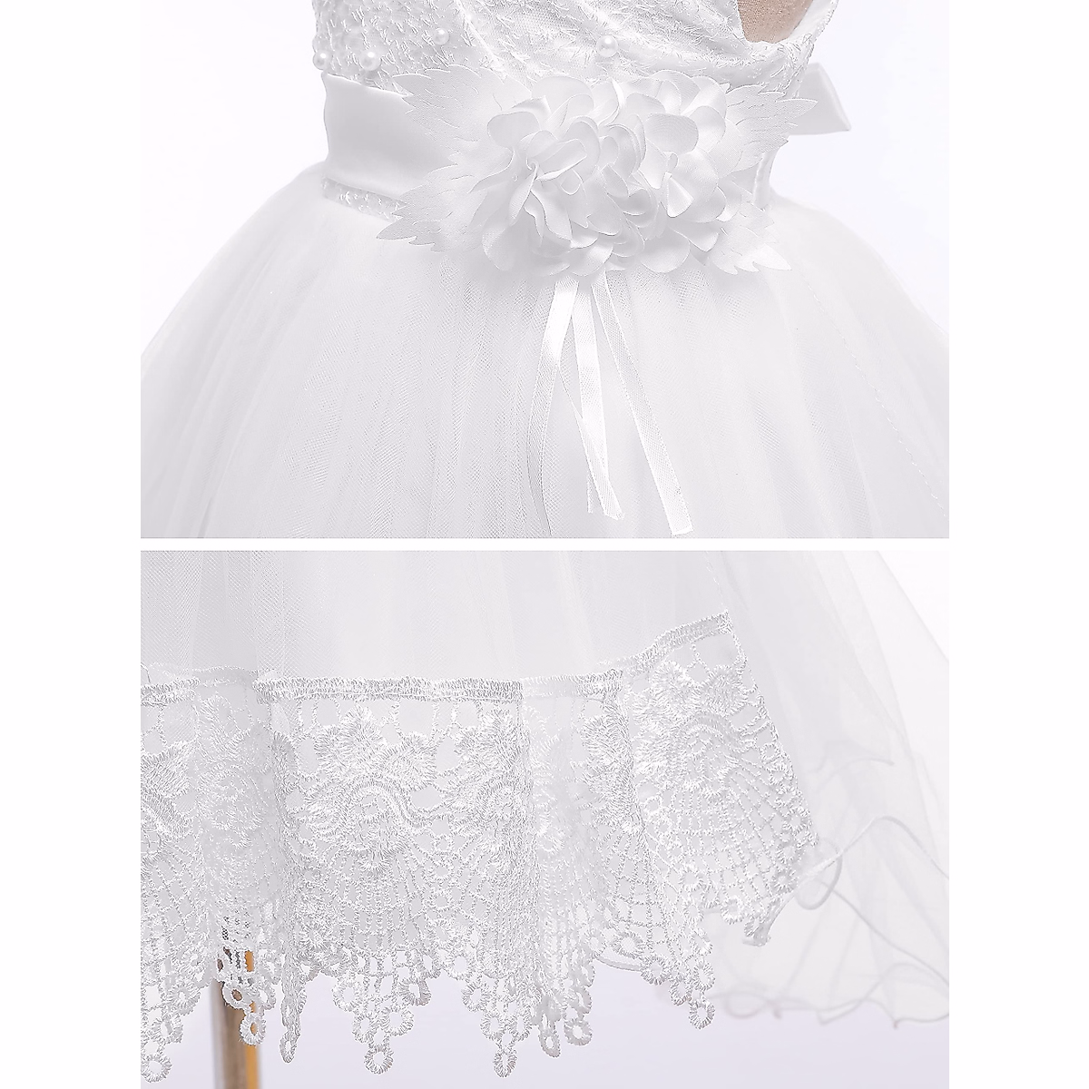 LZH Baby Girl Party Dress Baby Christening Outfit Girl Baby Girl Dresses 0-3 Months Fancy First Baptism Elegant Party D-White