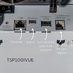 Star Micronics TSP143IVUE USB/Ethernet (LAN) Thermal Receipt Printer with Android Open Accessory (AOA), CloudPRNT, Cutter, and Internal Power Supply - Gray (Renewed)