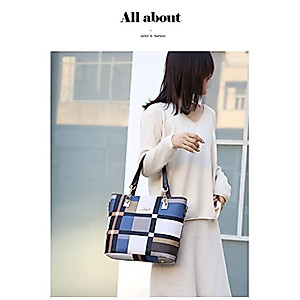 Women Fashion Handbags Wallet Tote Bag Shoulder Bag Top Handle Satchel Purse Set 4pcs (Brown)