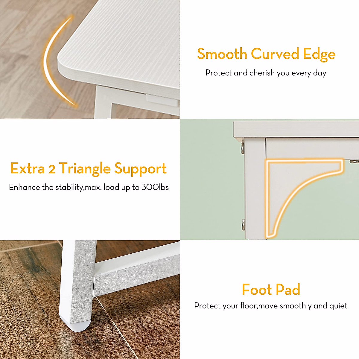 WOHOMO Folding Desk, Small Writing Desk 39.4", Space-Saving Foldable Laptop Table Writing Workstation for Home Office, Easy Assembly, White