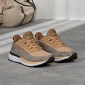 DUORO Mens Road Running Shoes Walking Shoes Lightweight Breathable Non Slip Running Shoes Comfortable Fashion Sneakers for Men (Khaki-3, 8)