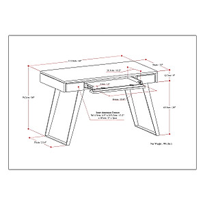 SIMPLIHOME Lowry SOLID WOOD and Metal Modern Industrial 44 inch Wide Home Office Desk, Writing Table, Study Table Furniture in Distressed Charcoal Brown