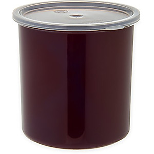 Carlisle FoodService Products Round Storage Container with Lid, 2.7 Quart Crock, Brown