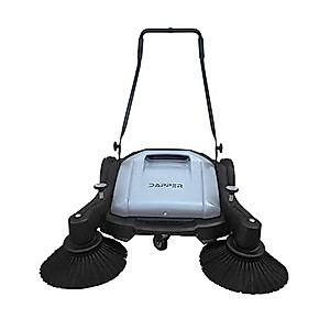 Dapper Supply Walk-Behind Outdoor Hand Push Floor Sweeper - 10.5 Gallon Capacity - 36" Sweeping Width - Sweeps up to 39,500 ft² / Hour, Grey