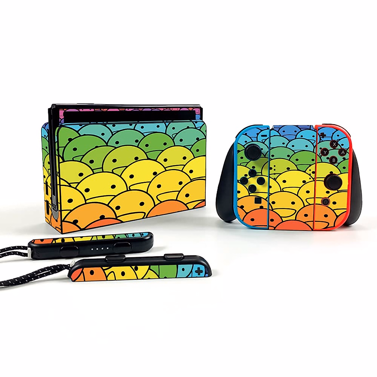 MightySkins Skin Compatible with Nintendo Switch OLED - Happy Faces | Protective, Durable, and Unique Vinyl Decal wrap Cover | Easy to Apply, Remove, and Change Styles | Made in The USA