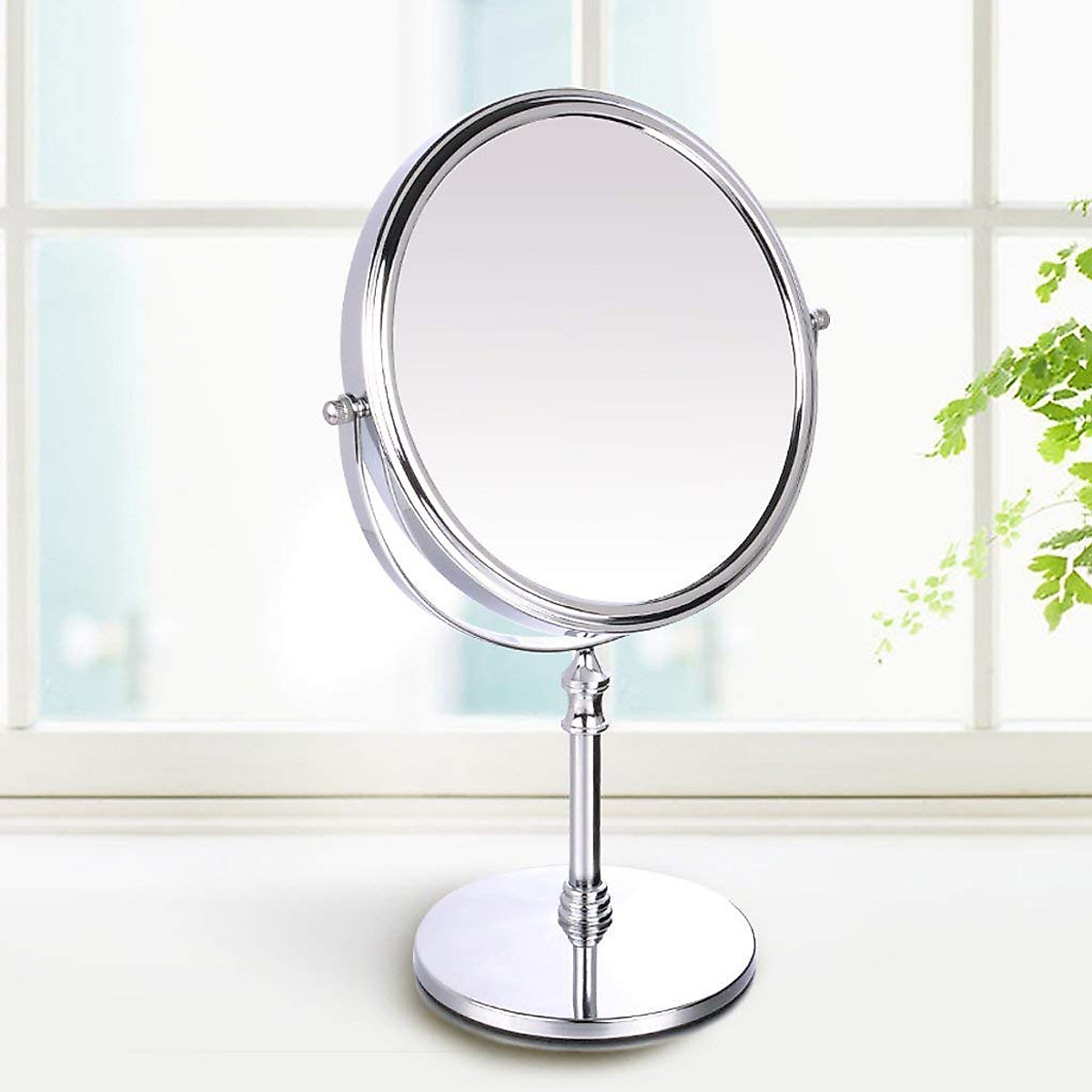 KONGZIR Bathroom Mirror Make-up Mirror Office Beauty Mirror with 3X Magnification and 360 deg; HD All-Round View; Princess Mirror Travel Portable Silver Rotation