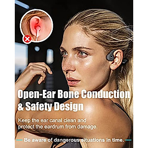Tayogo Bone Conduction Headphones, Wireless Bluetooth Bone Conducting Earbuds, Open Ear Headset with Mic, for Running, Cycling, Yoga-Grey