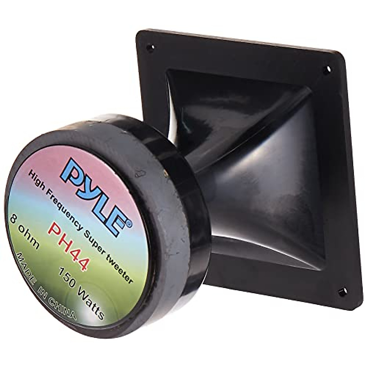 Pyle-Pro 4x4 Inch Speaker-Heavy Duty 150 Watt High Power Horn Audio Tweeter System w/ 25mm Voice Coil, 15 Oz Magnet Structure, 1kHz-18 kHz Frequency, 105 dB, 8 Ohm Impedance-Pyle (PH44)