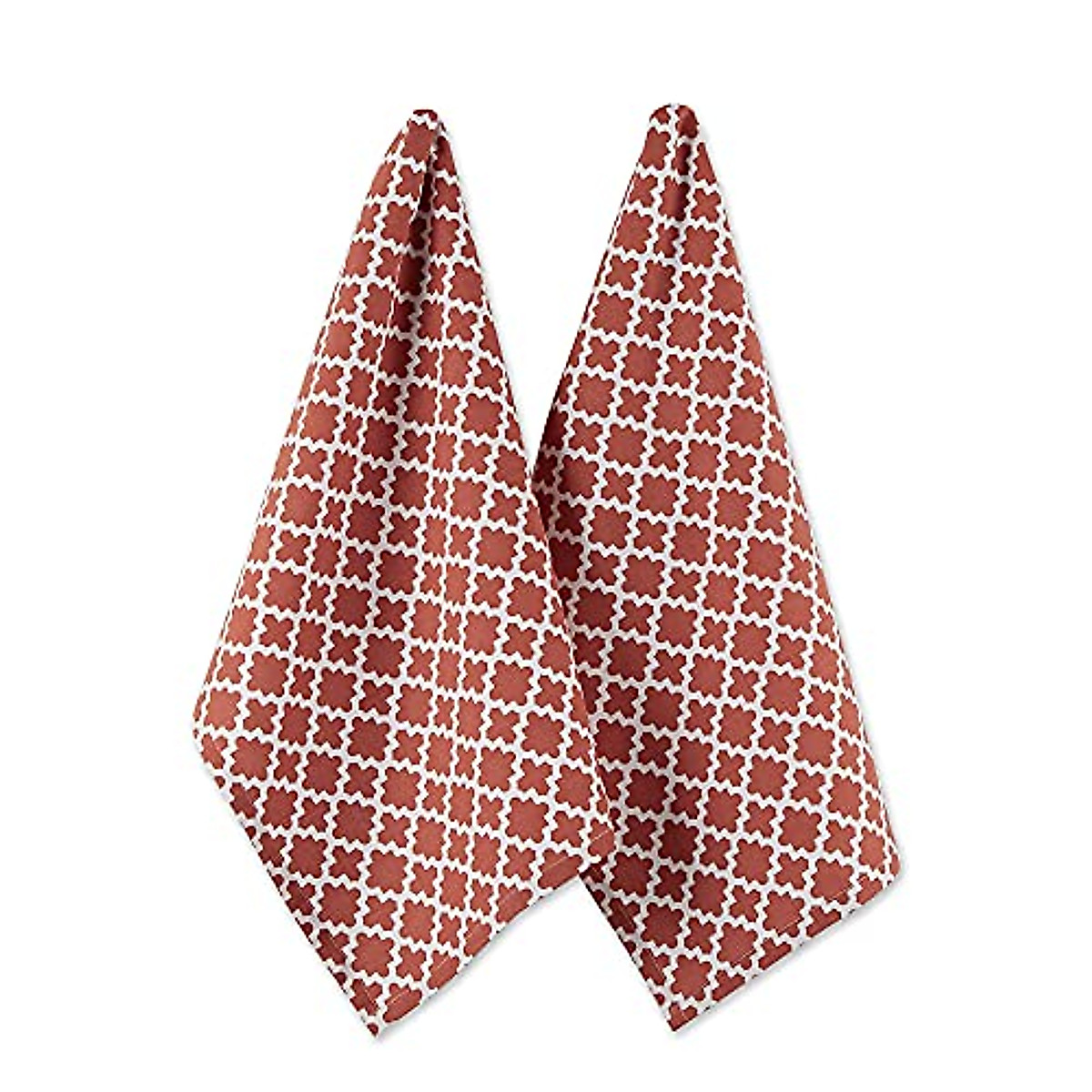 DII Lattice Basics Collection Kitchen Essentials, Dishtowel Set, Vintage Red, 2, Piece