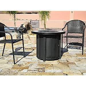 Hiland AFP-TTR Tile top 40,000 BTU Propane Fire Pit, Round, Bronze,Beige, Black