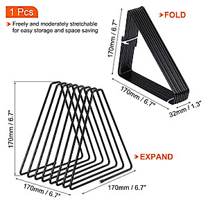 PATIKIL Triangle Desktop File Holder Rack Metal Vinyl Record Stand Holder Office File Organizer Triangle Bookshelf Decor for Desk Home Office Decor Black