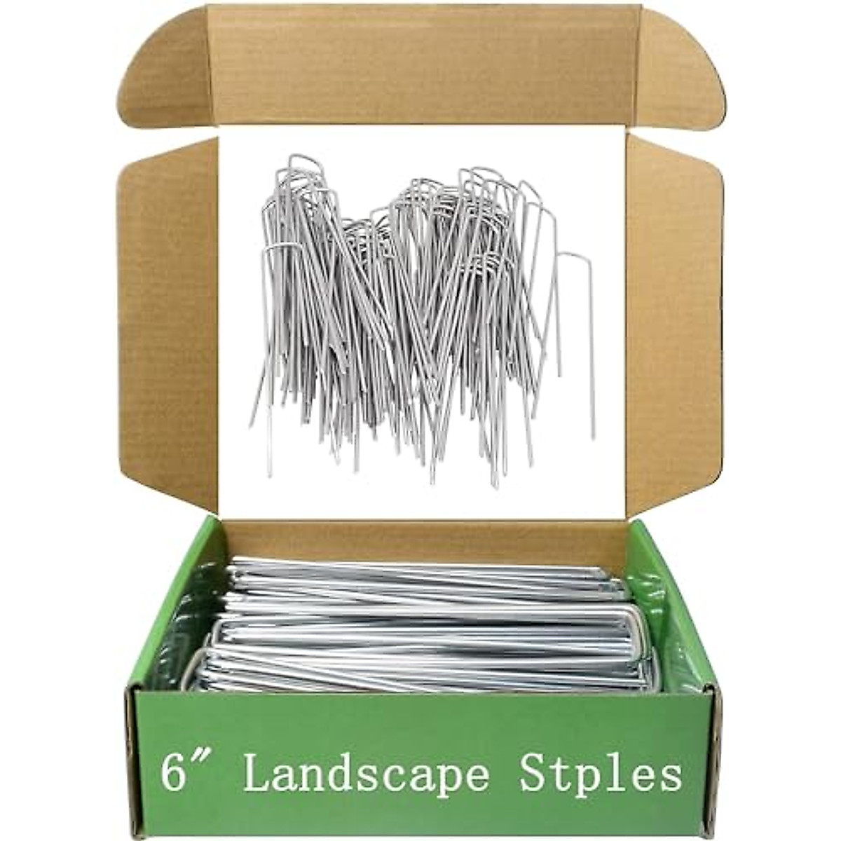 MySit 50x 6-Inch Galvanized Ground Garden Staples Stakes Pins, Lawn Landscape Staples Weed Fabric Staple, Heavy-Duty 11 Gauge Anti-Rust Steel Sod Anchor Securing Pegs(SodStaple_11Ga_AR50)