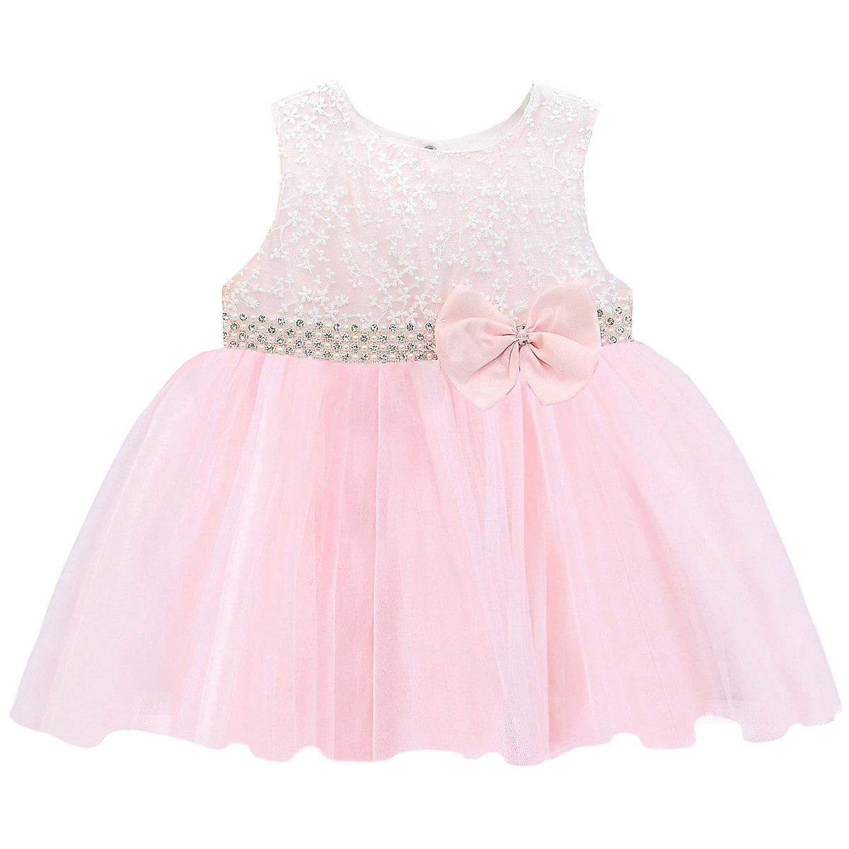 Lilax Baby Girl Lace Tulle Dress Pageant 3 Piece Party Outfit (0-3 Months, Pink)