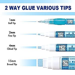 Kuretake Zig 2 Way Glue, 2mm Fine Tip 3 pcs Set, AP-Certified, Adhesive for Kids, Artists, Crafters, Family, Perfect for Scrapbooking, Craft, Card Making, Foil Calligraphy, Made in Japan
