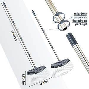 Colwelt Thatch Rake -24 Steel Tines, Dethatching Rake with 54’’ Lightweight Stainless Steel Handle, Yard Dethatcher Rake for Lawn(Pine Needles, Dead Grass, Thatch, Leaves, Mulch)