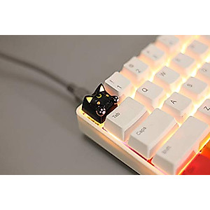 HFSECURITY 3D Resin White Purple Pink Black Cute Cartoon Cat Design Backlit Keycaps for Cherry Mx Switch Mechanical Gaming Keyboard (Blackcatkeycap)