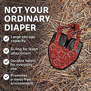 Bird Diaper, Wrap Around - for Hens, Roosters, Ducks, Leak-Proof Design, Comfortable Bird Harness with Sewn-in Liner, Secure Hook & Loop Closure - Large, Red Bandana