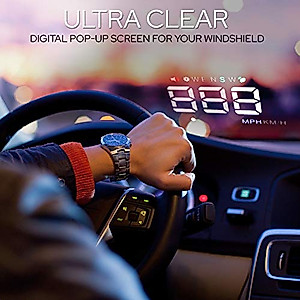 Pyle 3.5’’ Car HUD - Head-Up Display Multi-Color Windshield Screen Projector Vehicle Speed & GPS Navigation Compass, Plug & Play - (PHUD12)