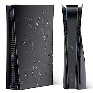 PowerextraPro PS5 Faceplate for Playstation 5 Console, Anti-Scratch Dustproof PS5 Console Cover, PS5 Plates for Disc Edition, Premium ABS Replacement PS5 Console Plate Cover for PS5 Console (Black)