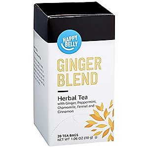 Amazon Brand - Happy Belly Ginger Herbal Tea Bags, 20 Count