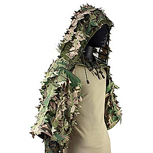 ROCOTACTICAL Sniper Ghillie Viper Hood with 3D Laser-Cut Leaves, Tactical Ghillie Suit Foundation for Wargame, Hunting, Airsoft, Sniper Coat, CP Multicam
