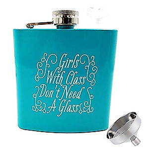 Liquor Flask Women Funny Leakproof - Premium Stainless Steel Hip Flask 6oz (Blue 6oz)