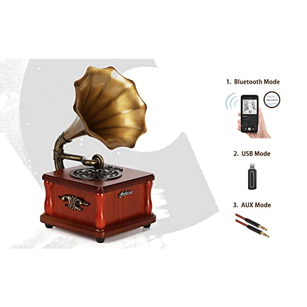 Eikosch Portable Bluetooth Speakers, Mini Phonograph, USB Music Player, Home and Entertainment Decorations, Holiday, Party and Birthday Gifts. …