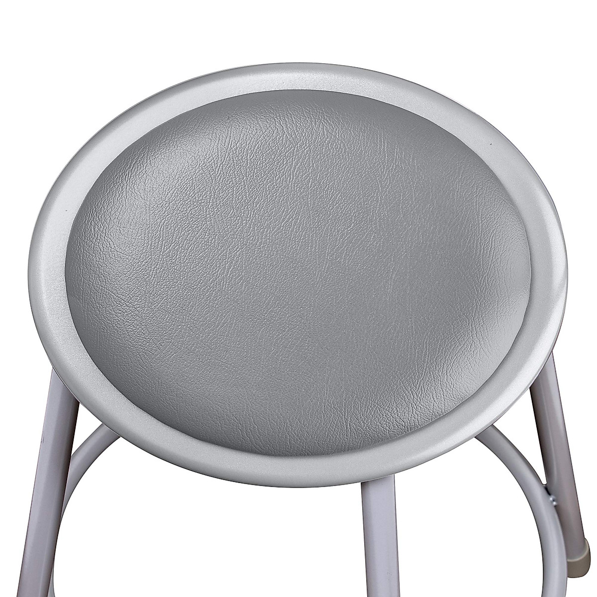 OEF Furnishings (2 Pack) Height Adjustable Grey Vinyl Padded Stool, 31-38" High