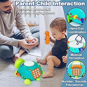Baby Toys 12-18 months Infant Toys Toddlers Musical Toys Crawling Turtle Toy Educational Learning Toys for 1 2 3 Years Old Kids Interacting Toys Crawling Toys for Babies Toddlers Holiday Birthday Gift