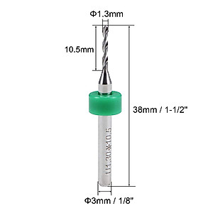 uxcell PCB Drill Bits 1.3mm Tungsten Carbide Rotary Tool Jewelry CNC Engraving Print Circuit Board Micro Drill Bits 1/8 Inch Shank 10 Pcs
