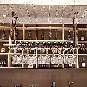 Wine Glass Holder Creative Hanging Wine Glass Holder Upside Down Wine Glass Holde Hanging Wine Glass Holde -47.3", Can Hang 30 Glasses and 11 Red Wine Bottles