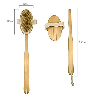 INGVY Dry Brushing Body Brush Natural Long Wood Wooden Body Brush Massager Bath Shower Back Spa Scrubber Natural Wood Bath Body Brush Cleaning Tool