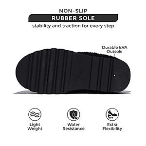 Project Cloud Genuine Suede Slippers for Women Indoor Outdoor Fuzzy Slippers - Platform Sandals Women Footwear - Memory Foam Insole Womens Sandals, Water-resistant Womens Slippers (Snowy, Black, 9)