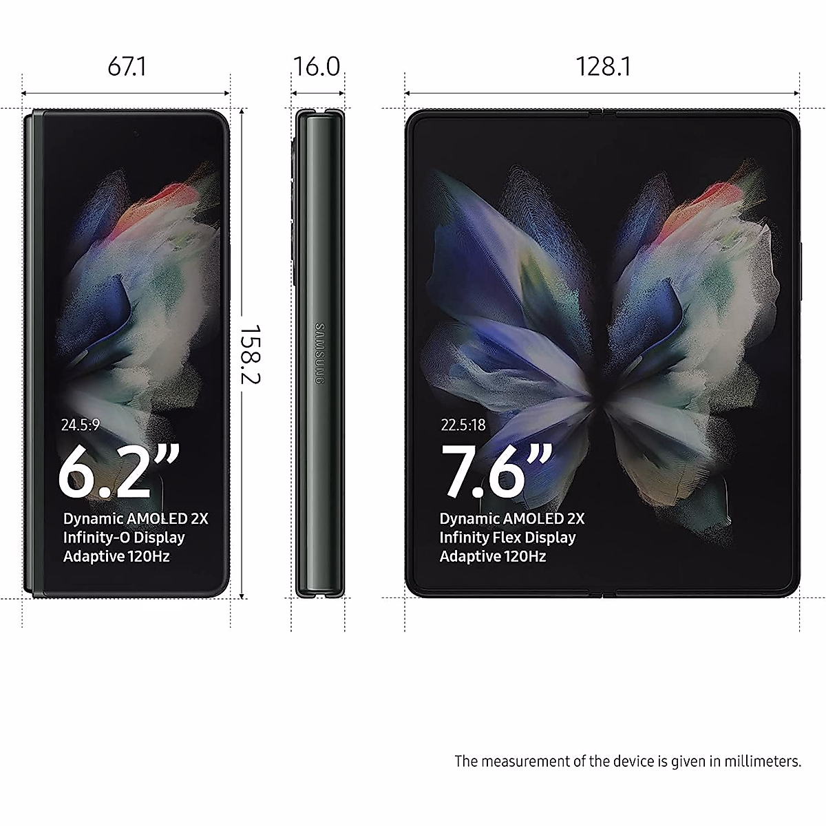 SAMSUNG Galaxy Z Fold 3 5G US Version, 256GB, Phantom Green - AT&T (Renewed)