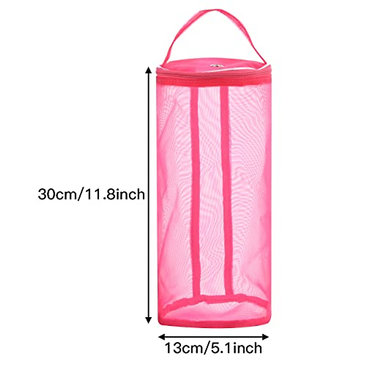 2 Pieces Empty Yarn Storage Bags, Mesh Holder Yarn Storage Organizer, Mini Yarns Drum Knitting Bag for Carry Crochet Hooks Sewing Accessories Storage Tote Bag (Hot Pink)