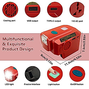 TPDL Powered Inverter Generator 200W for Milwaukee M18 Battery, DC 18v to 110v AC Output, Portable Power Source USB Charger Adapter with LED Light
