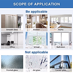 FYY Window Privacy Film, Frosted Glass Covering, Non Adhesive Static Cling Window Stickers, Opaque UV Blocking Heat Control Glass Door Stickers for Bathroom Office Hospital - Matte Lattice, 45x200CM