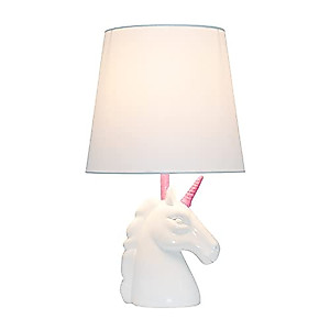 Simple Designs LT1078-PNK Sparkling Glitter Unicorn Table Lamp, Pink