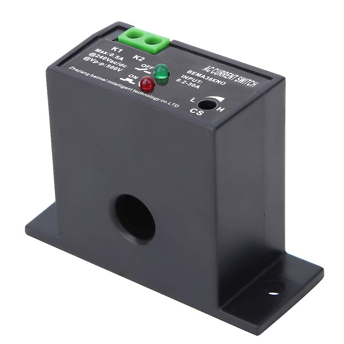 Sensing Switch,Flameproof Adjustable AC Current Sensing Switch 0.2~30A Self-Powered Sensing Switch,for Automatic Industrial Control Equipment (Normally Open)