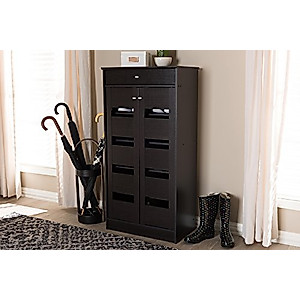 Baxton Studio Oullins Shoe Cabinet, Wenge Dark Brown