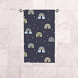 Hand Bath Towels 2 Pack Scandinavian Rainbows Absorbent Face Fingertip Towels for Bathroom Kitchen Gym Spa Soft Hair Drying Cloth Quick Dry, 30 x 15 Inch