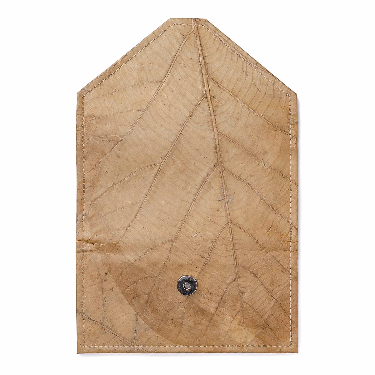 Tree Tribe Leaf Leather Envelope Clutch Wallet - Handmade Womens Purse, Pockets, Zip Pouch - Beige/Natural Color